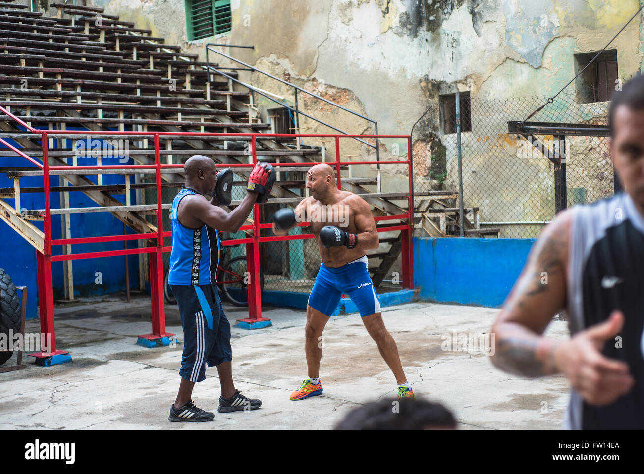 Havana, Cuba - September 22, 2015: Young boxers train in famous boxing ...