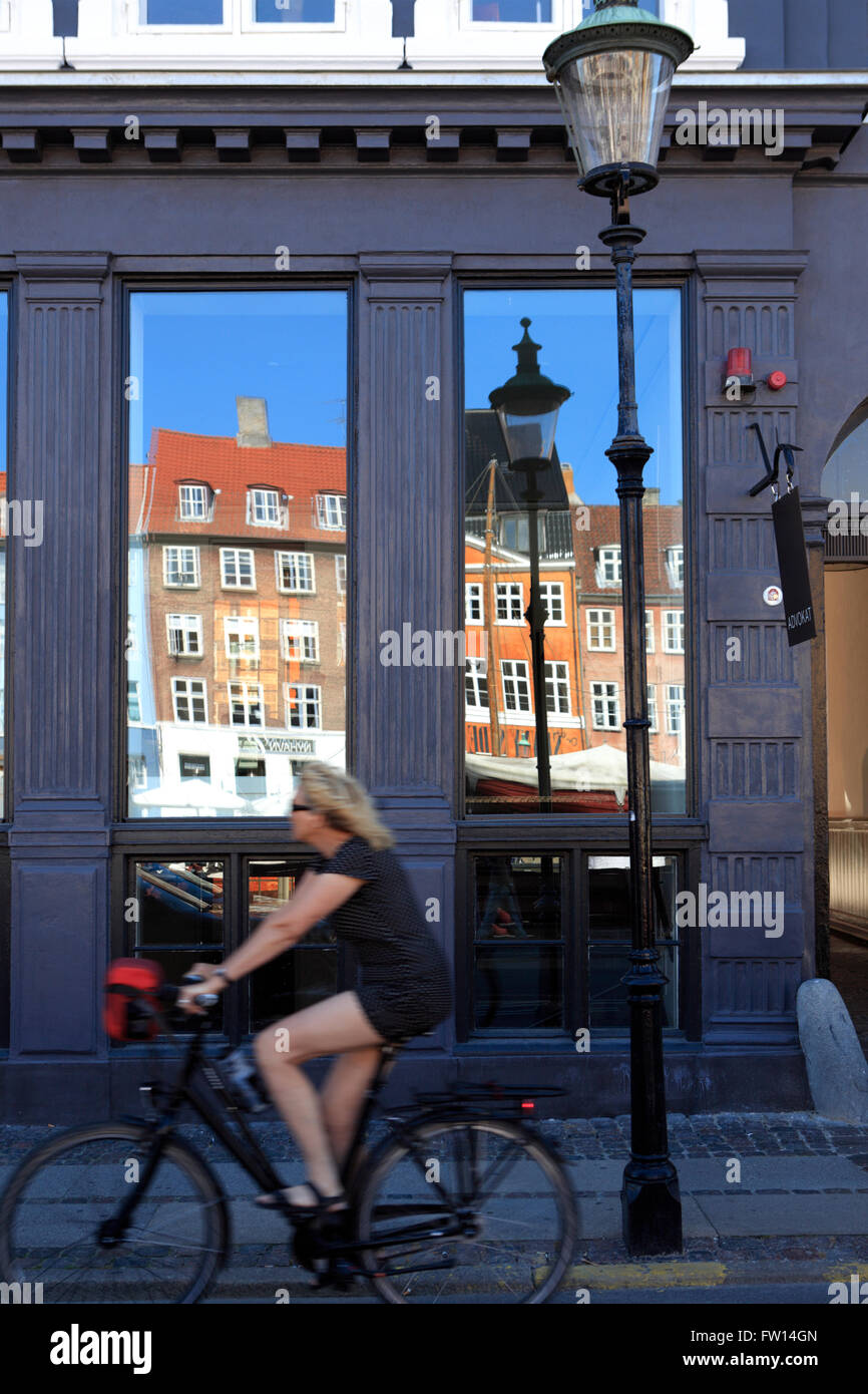 Nyhavn canal reflected in a window, Copenhagen, Denmark Stock Photo - Alamy