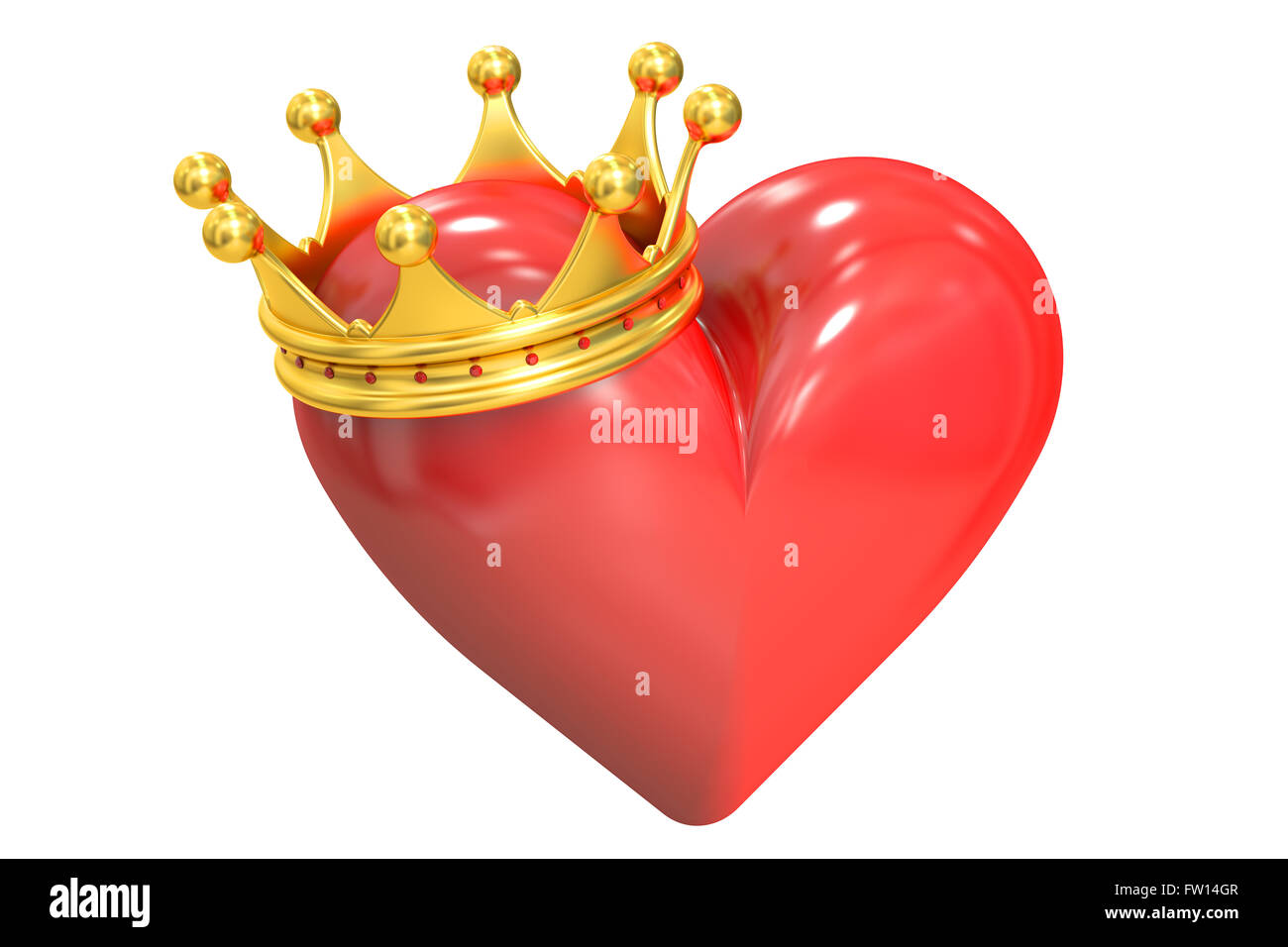 Heart with crown, 3D rendering isolated on white background Stock Photo ...