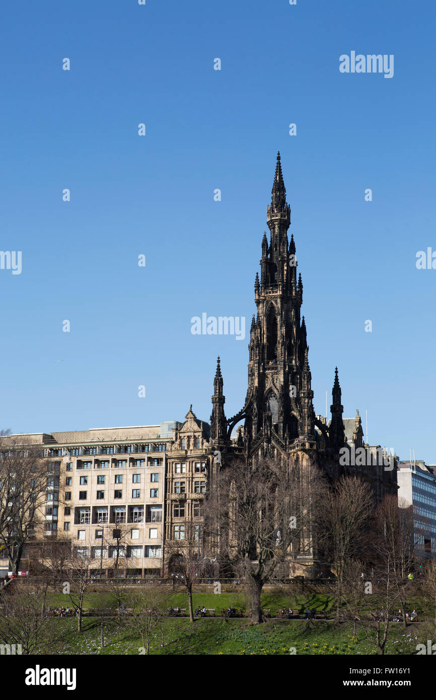 The Scott Memorial in Edinburgh, Scotland. The monument stands in ...