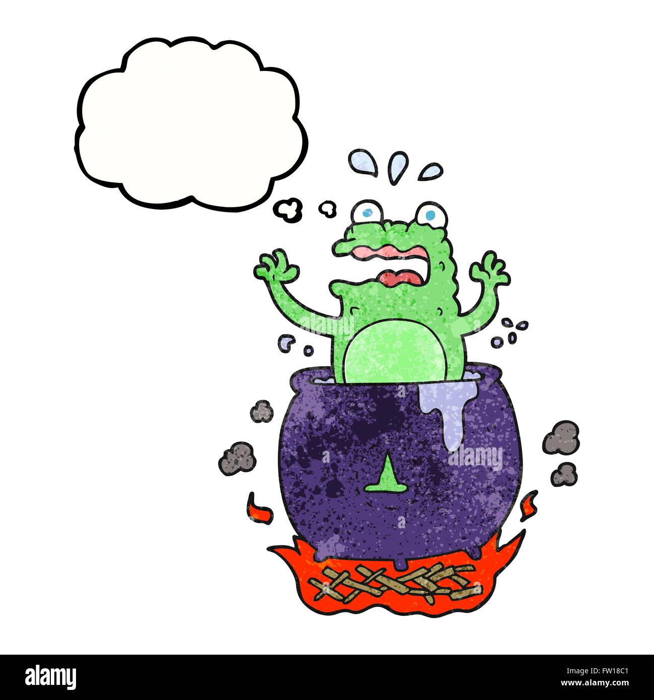 freehand drawn thought bubble textured cartoon funny halloween toad ...