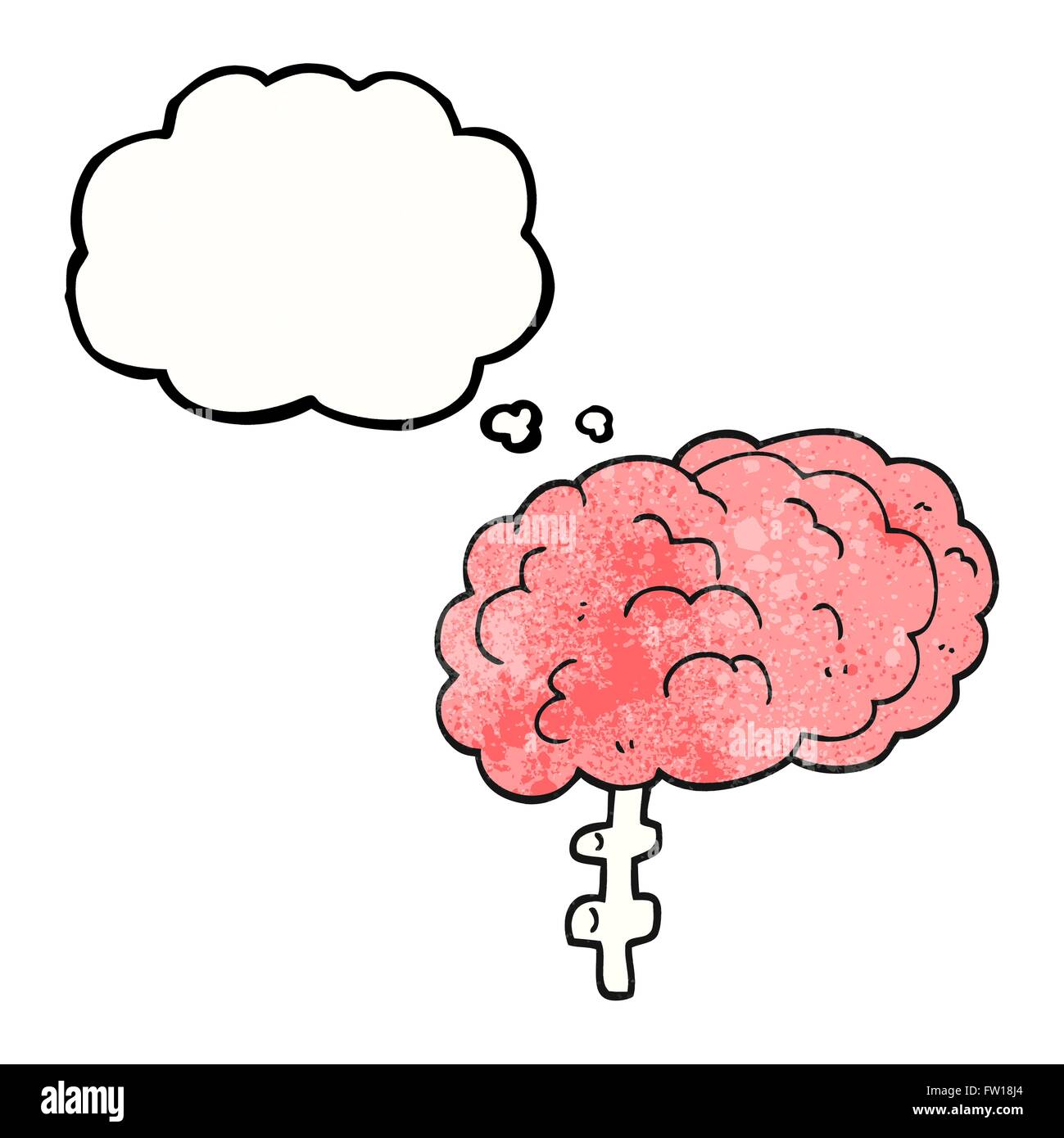 freehand drawn thought bubble textured cartoon brain Stock Vector Image ...