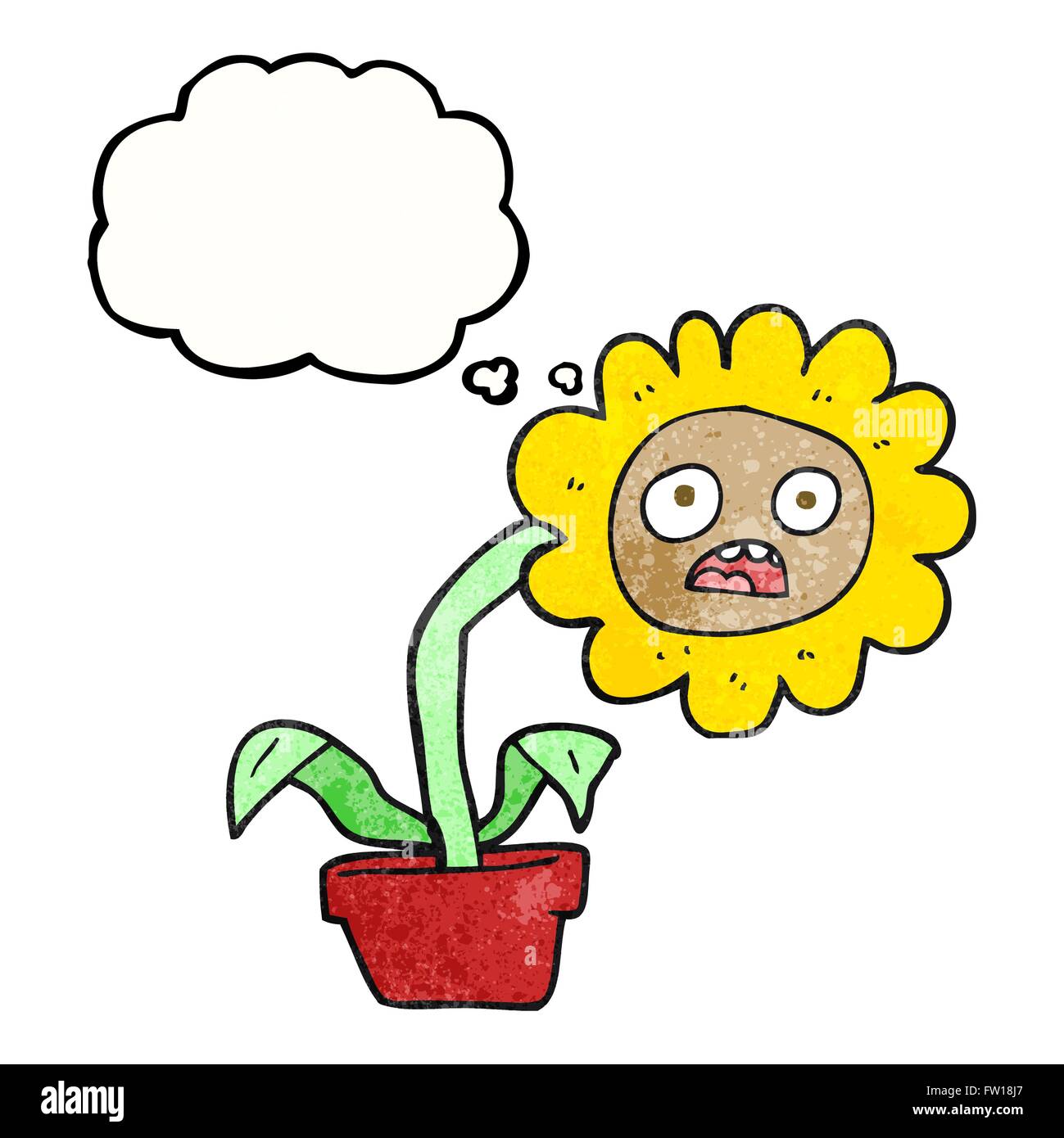 freehand drawn thought bubble textured cartoon sad flower Stock Vector ...