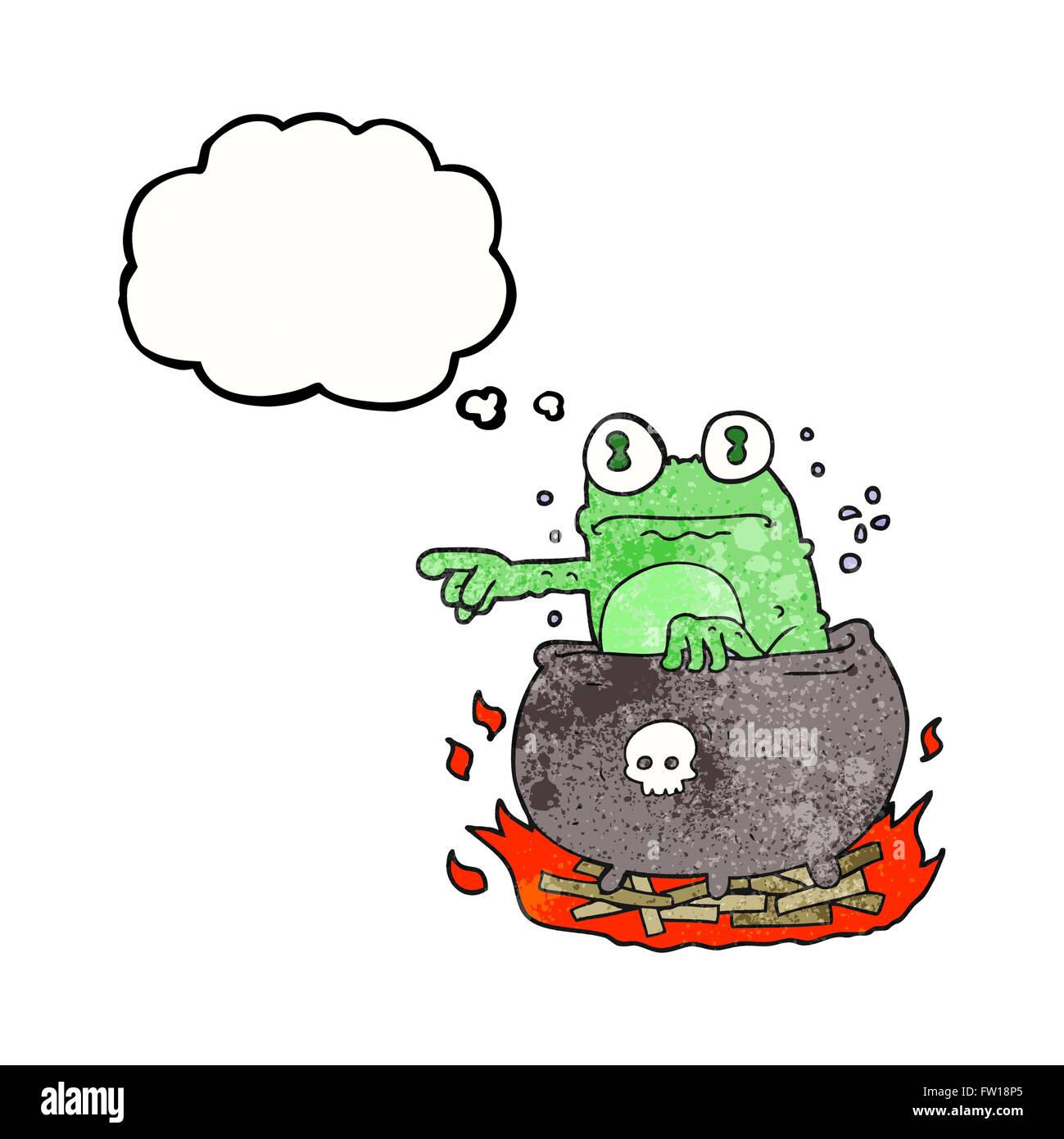 freehand drawn thought bubble textured cartoon halloween toad in ...