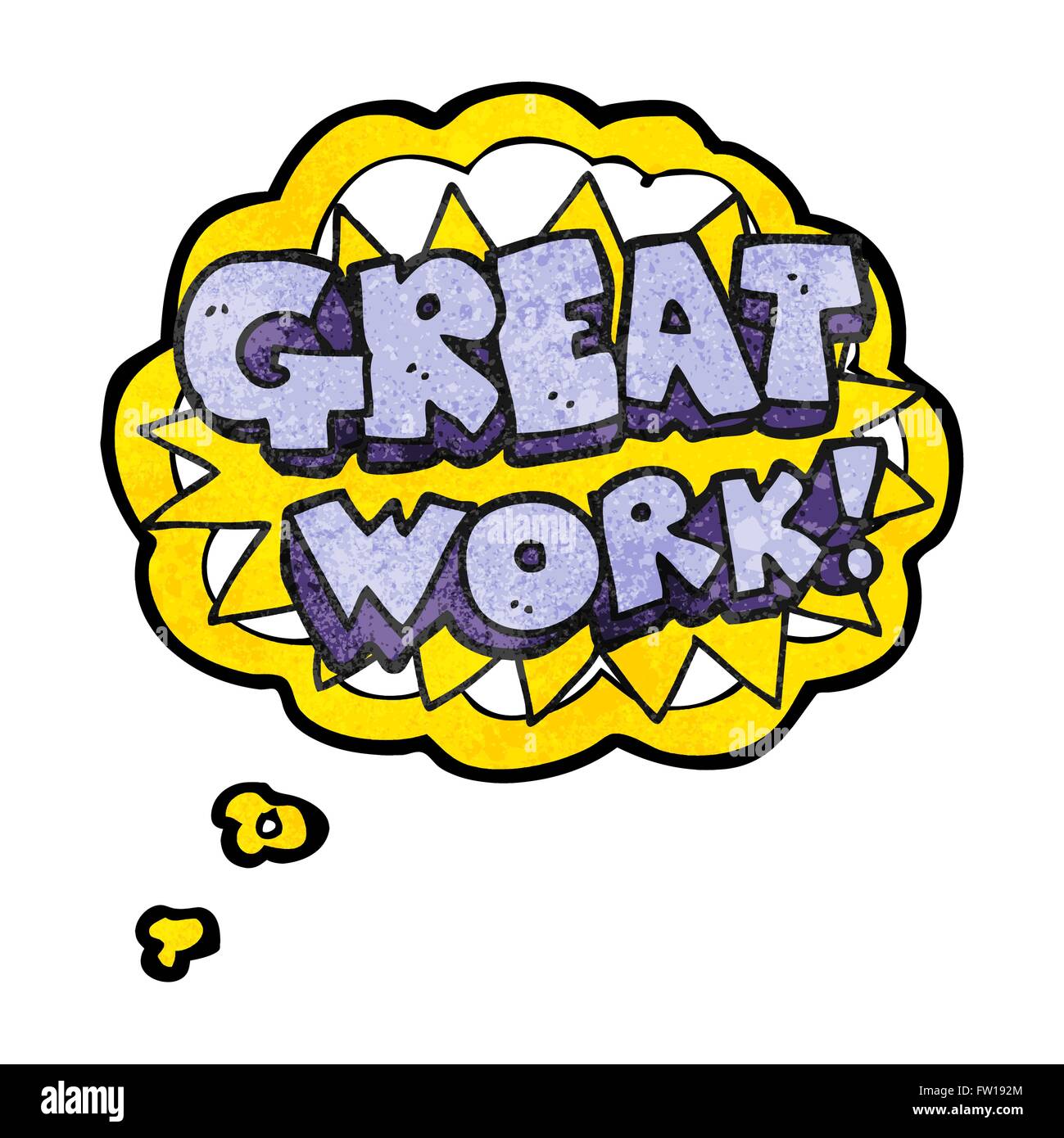 freehand drawn thought bubble textured cartoon great work symbol Stock ...