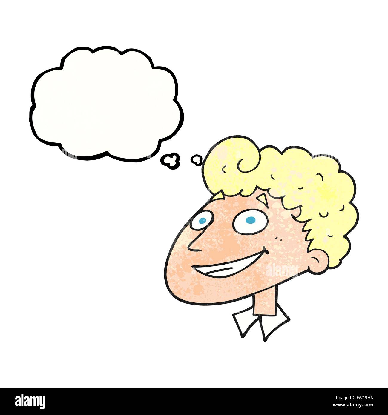 freehand drawn thought bubble textured cartoon happy man Stock Vector ...