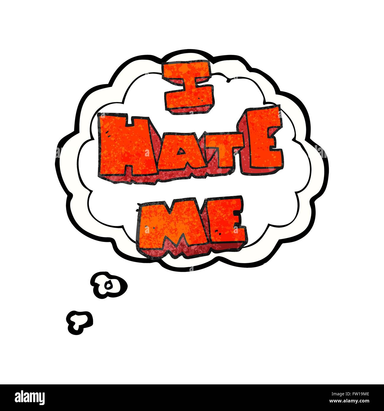 I hate me freehand drawn thought bubble textured cartoon symbol Stock ...