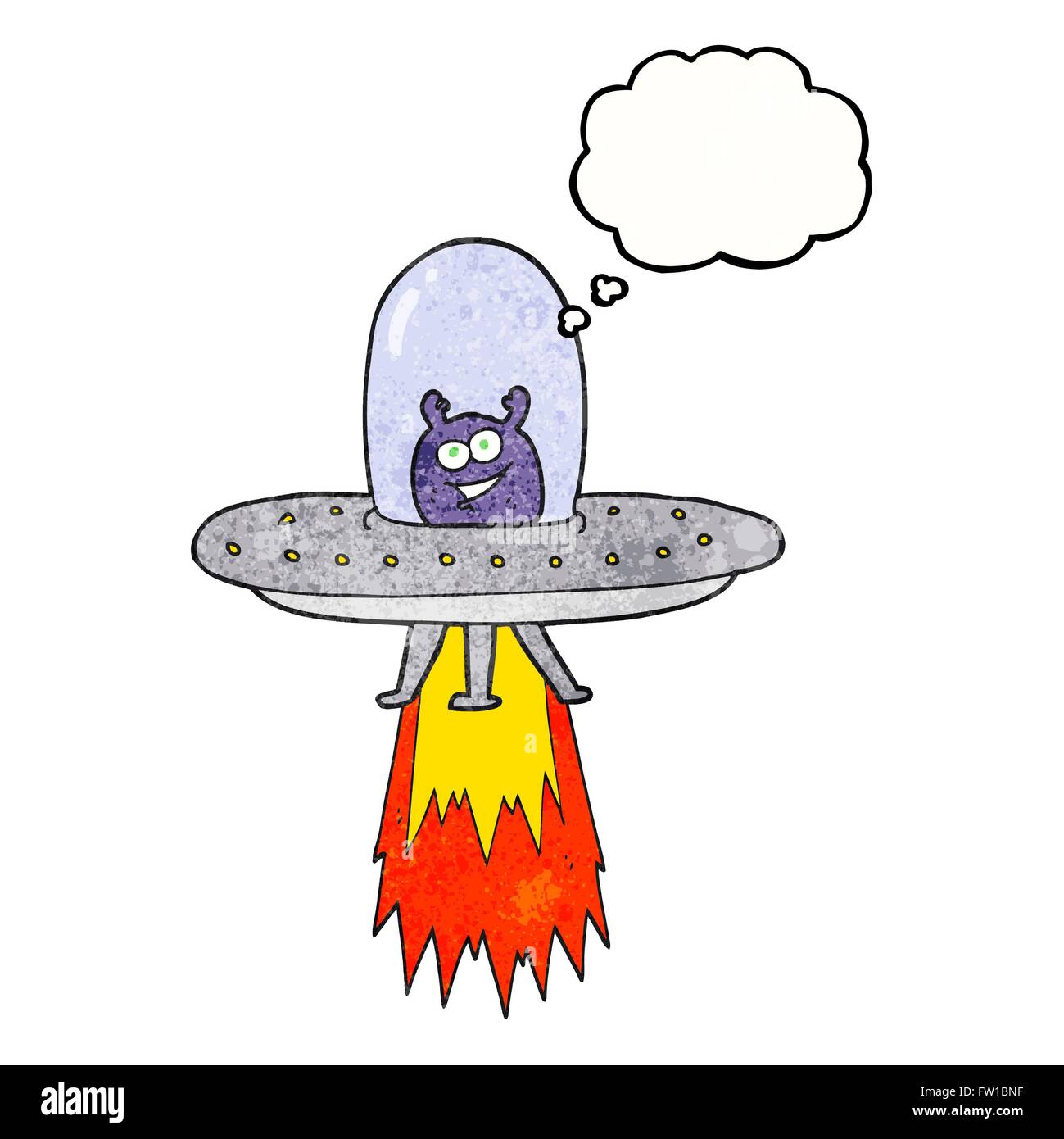 freehand drawn thought bubble textured cartoon space alien Stock Vector ...