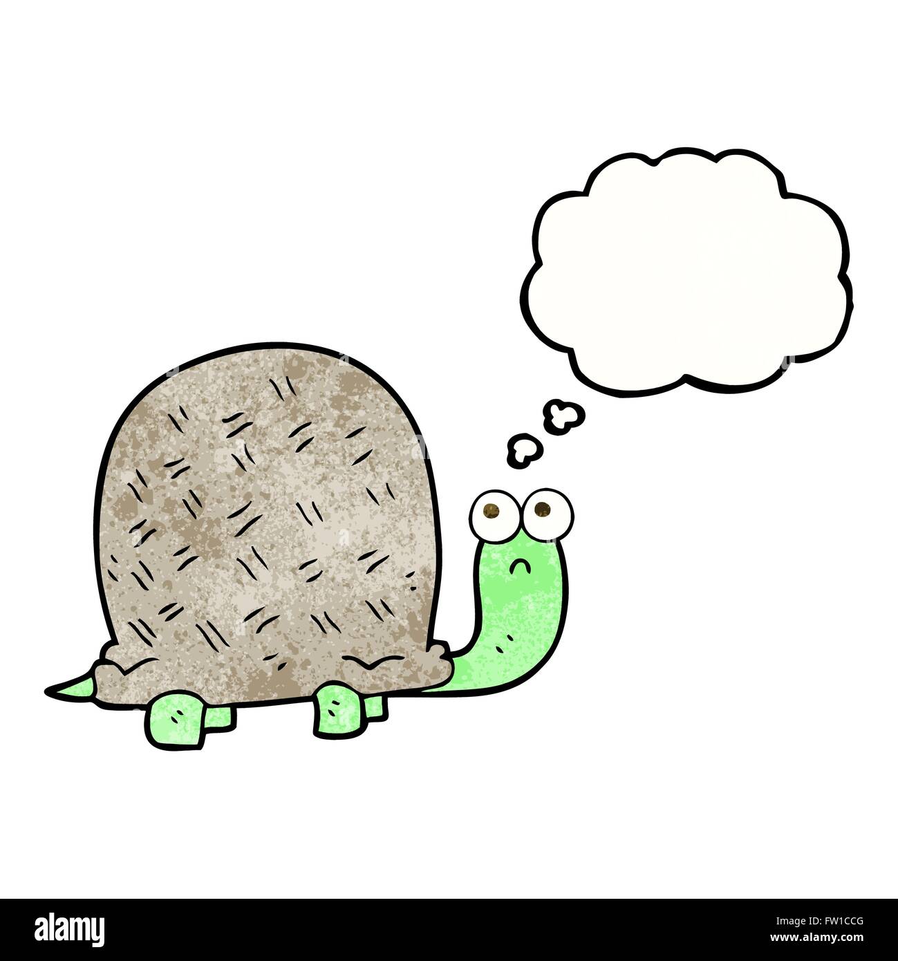 freehand drawn thought bubble textured cartoon sad turtle Stock Vector ...