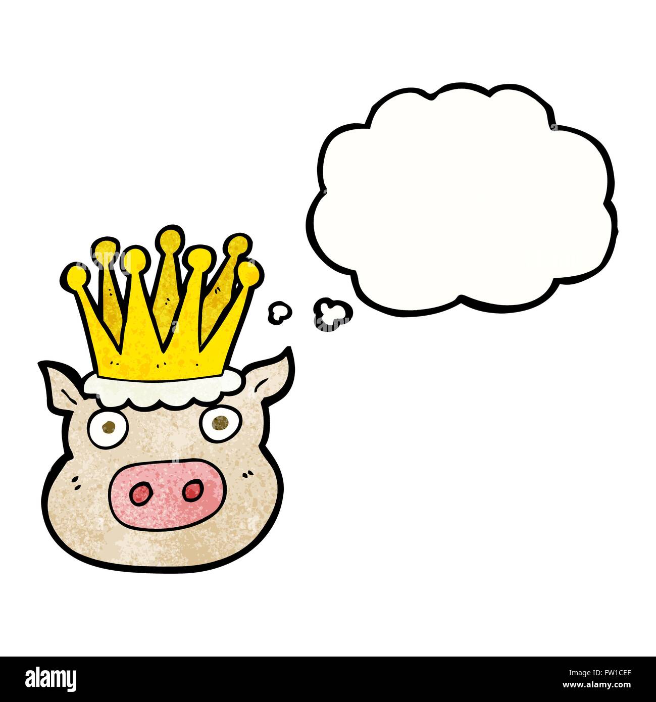 freehand drawn thought bubble textured cartoon crowned pig Stock Vector ...