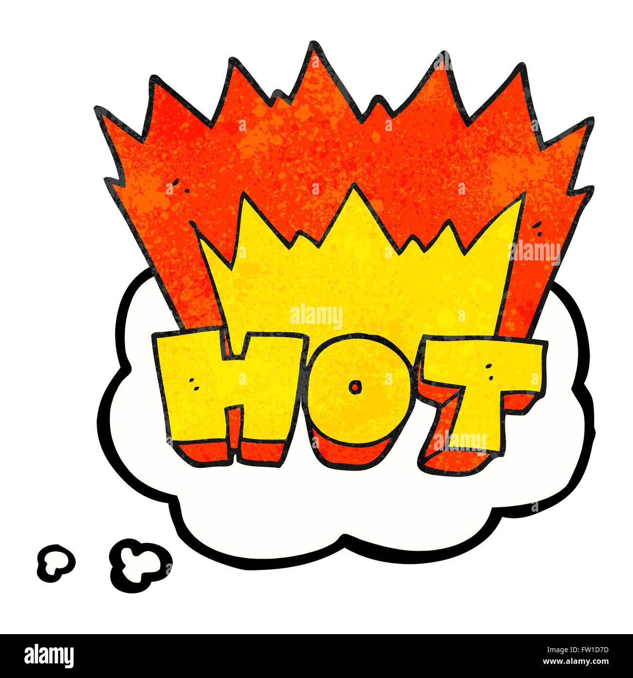 freehand drawn thought bubble textured cartoon word hot Stock Vector ...