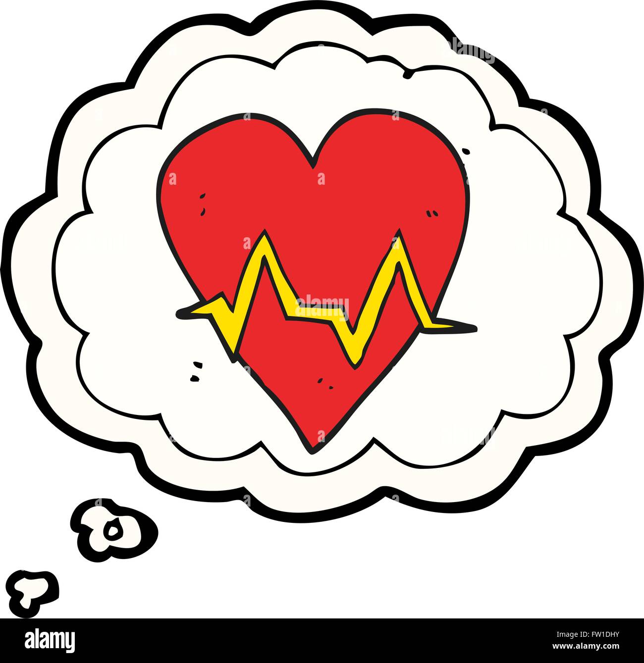 freehand drawn thought bubble cartoon heart rate pulse symbol Stock ...