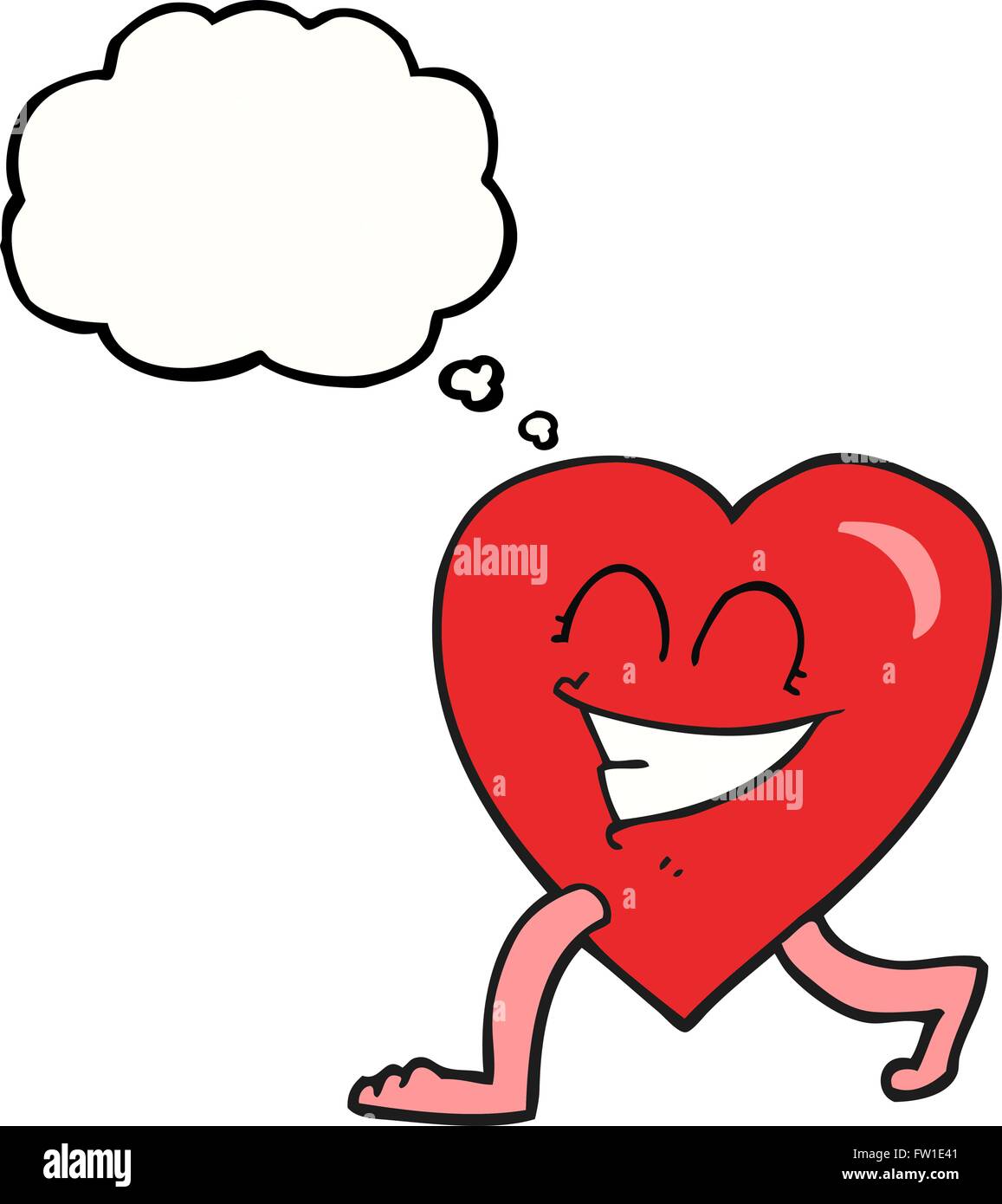 freehand drawn thought bubble cartoon walking heart Stock Vector Image ...
