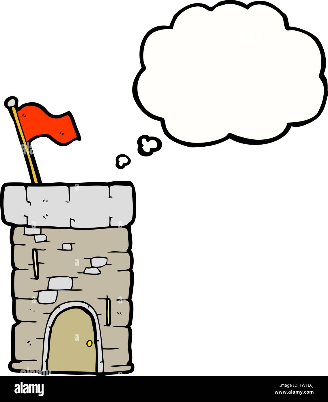 freehand drawn thought bubble cartoon old castle tower Stock Vector ...