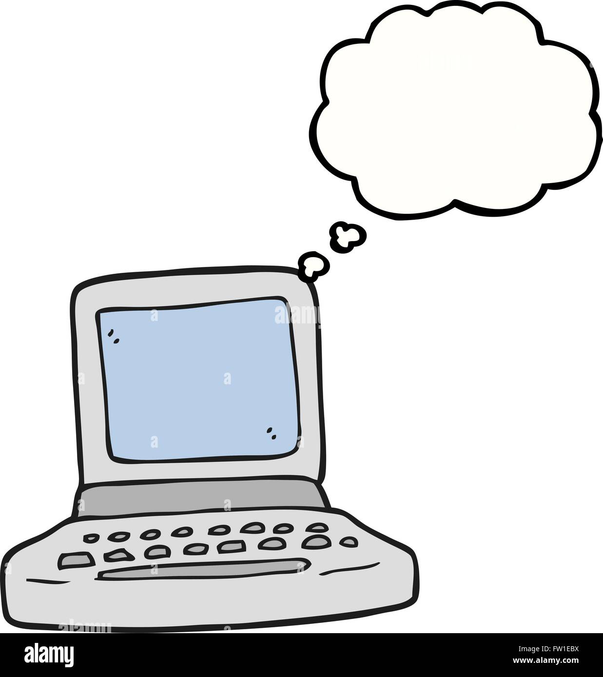 freehand drawn thought bubble cartoon old computer Stock Vector Image ...