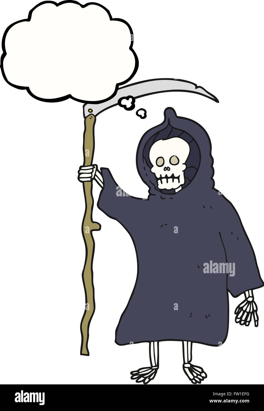 freehand drawn thought bubble cartoon spooky death figure Stock Vector ...