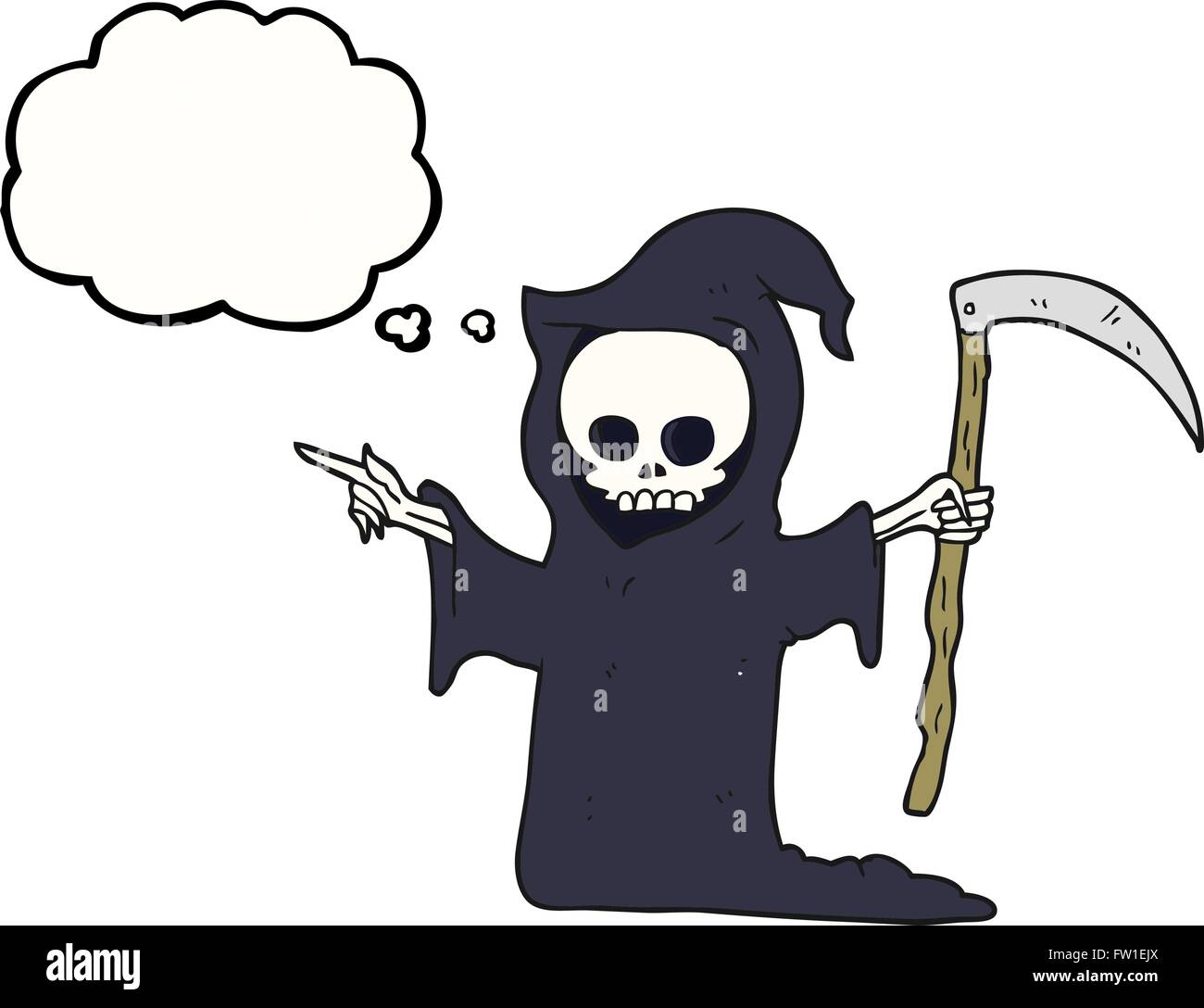 freehand drawn thought bubble cartoon death with scythe Stock Vector ...