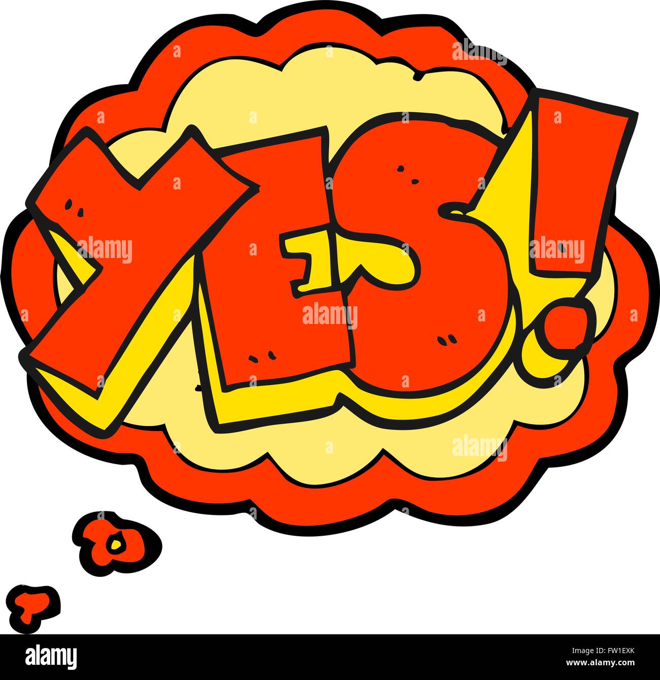 freehand drawn thought bubble cartoon yes symbol Stock Vector Image ...