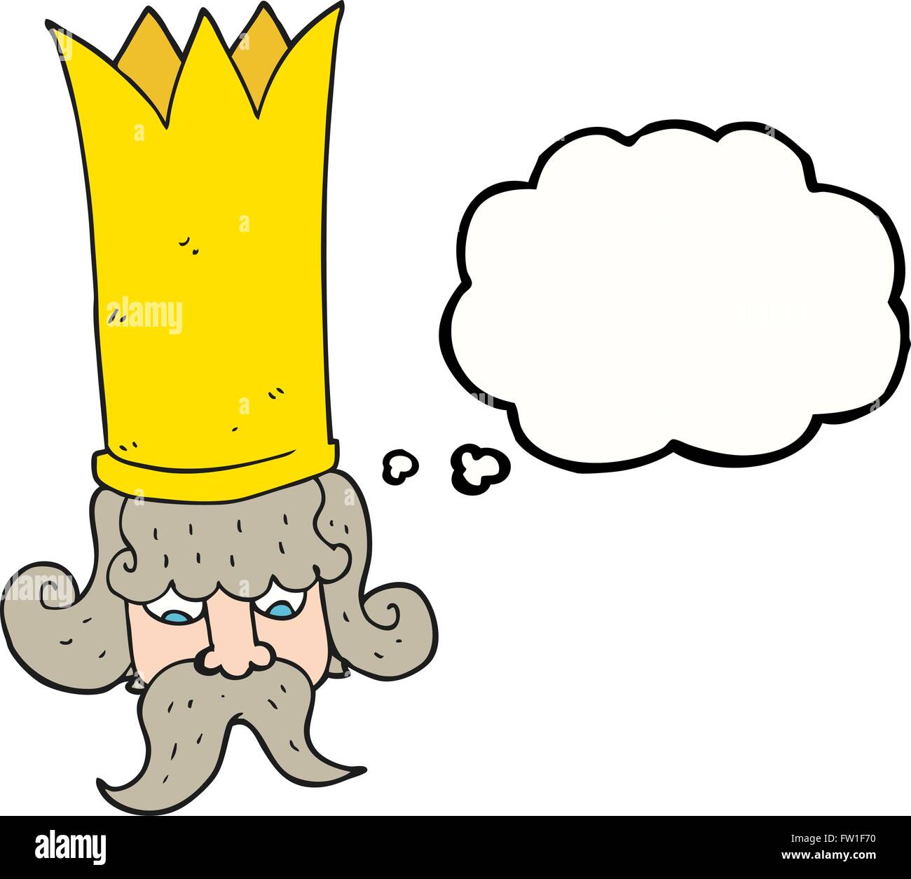 freehand drawn thought bubble cartoon king with huge crown Stock Vector ...