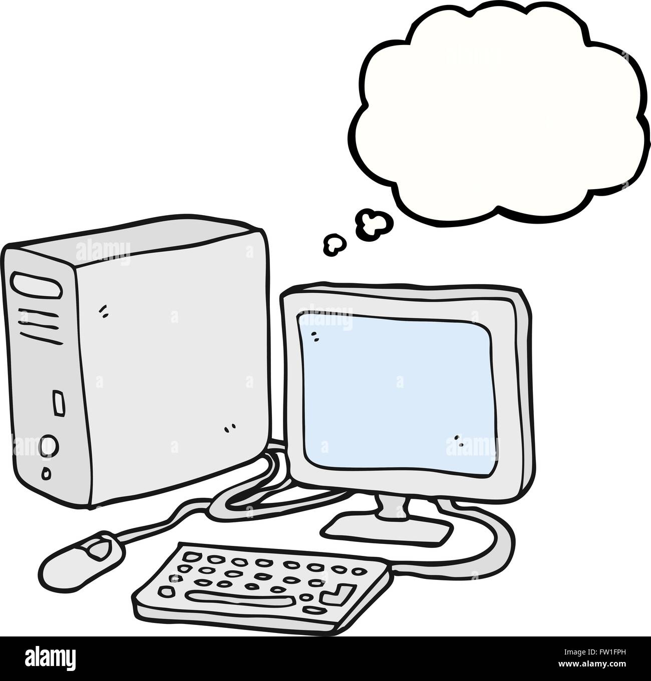 freehand drawn thought bubble cartoon computer Stock Vector Image & Art ...