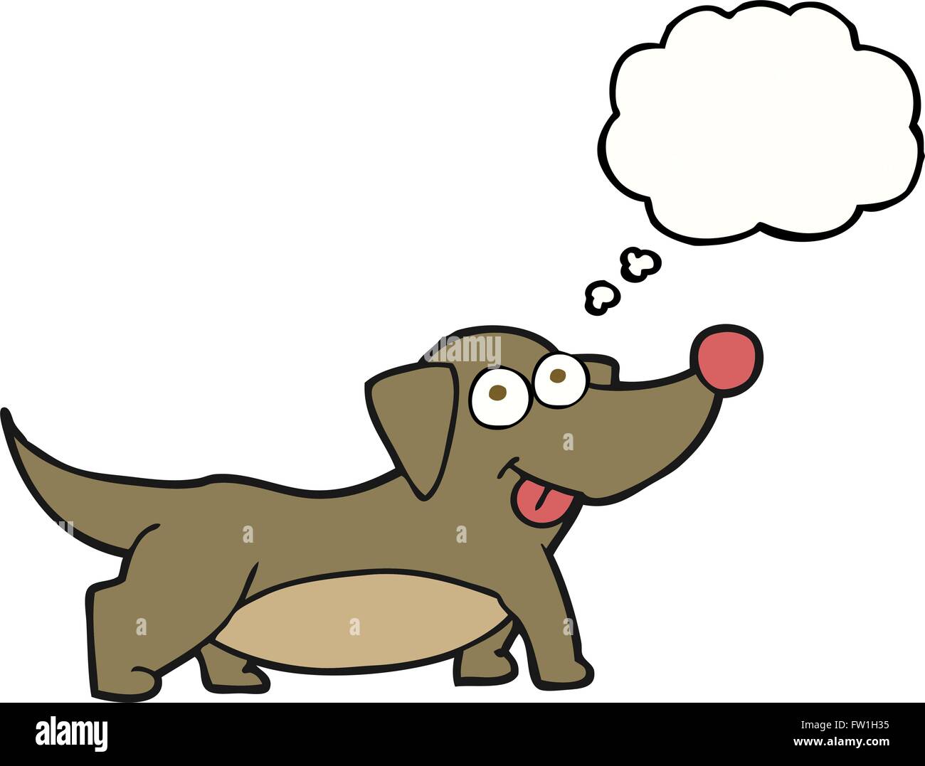freehand drawn thought bubble cartoon happy little dog Stock Vector ...