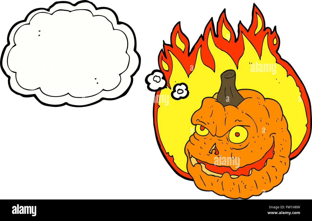 freehand drawn thought bubble cartoon spooky pumpkin Stock Vector Image ...