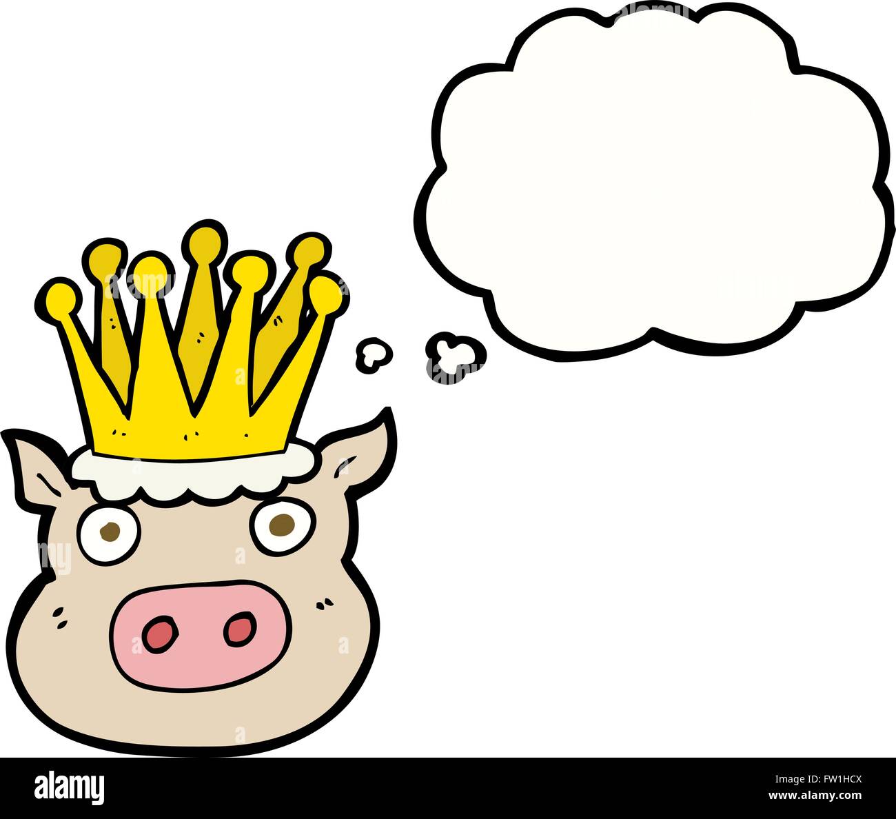 freehand drawn thought bubble cartoon crowned pig Stock Vector Image ...