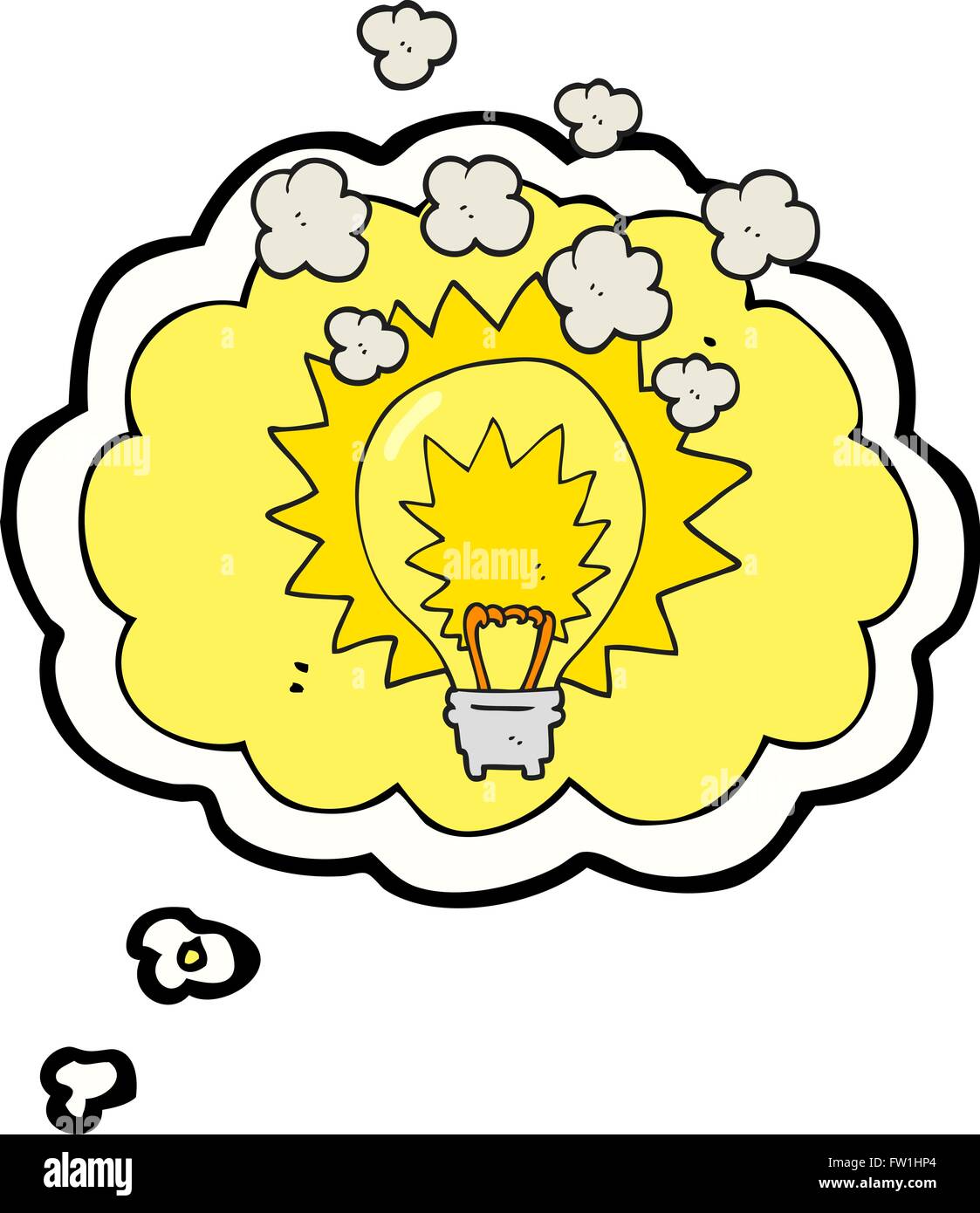 freehand drawn thought bubble cartoon light bulb shining Stock Vector ...