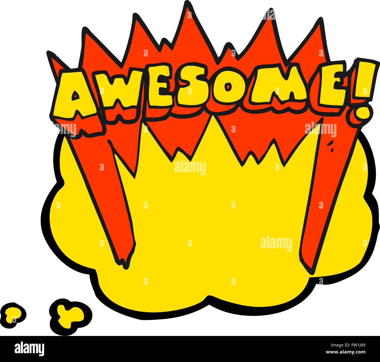 freehand drawn thought bubble cartoon awesome word Stock Vector Image ...