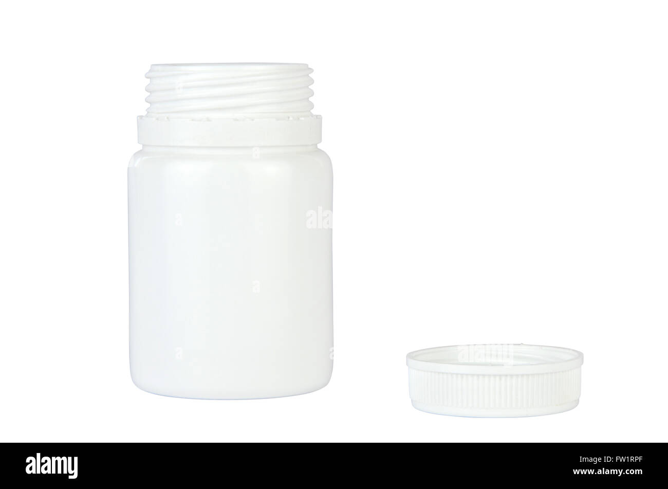 Opened plastic bottle for tablets, pills, capsules, drugs, vitamins etc ...