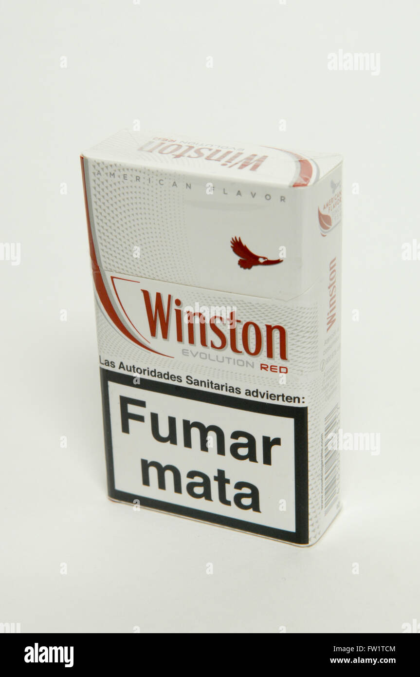 Winston Red Cigarette Packet on white background Stock Photo - Alamy