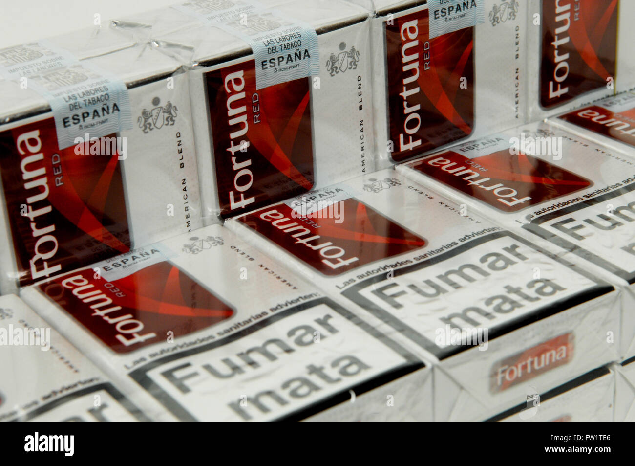 Selection of Fortuna Cigarettes on sale in a tobacconist Stock Photo ...