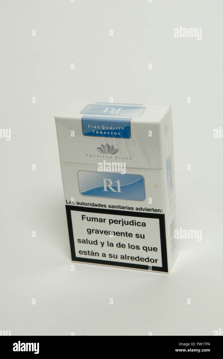 R1 Cigarette Packet on white background Stock Photo - Alamy