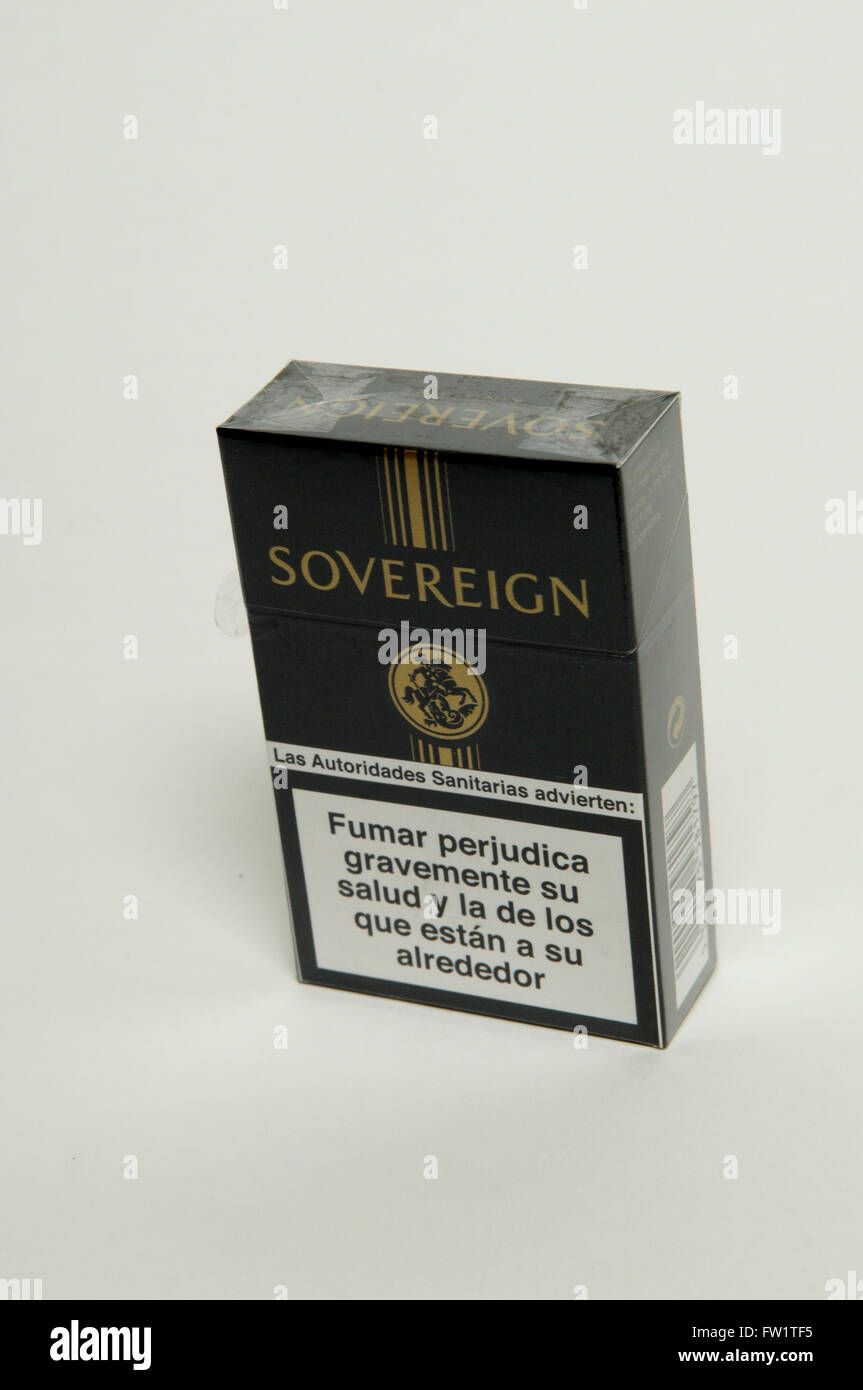Sovereign Cigarette Packet on white background Stock Photo - Alamy