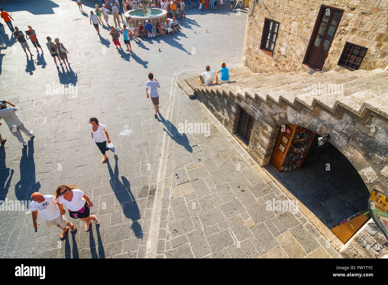 RHODES, GREECE - JUNE 23: Unidentified tourists walking in historic ...