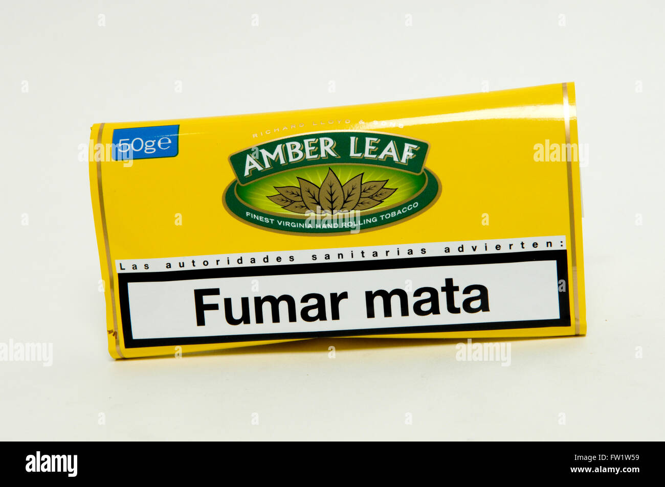 Amber Leaf Hand Rolling Tobacco Packet taken on white background Stock ...