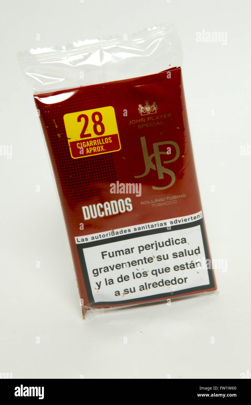 John Player Special Ducados Hand Rolling Tobacco Packet taken on white ...