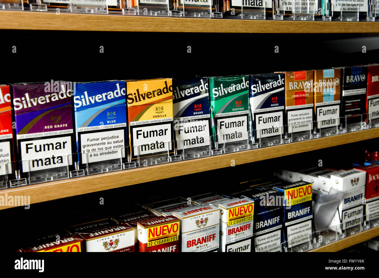 Selection of Silverado Cigarettes on sale in a tobacconist Stock Photo ...