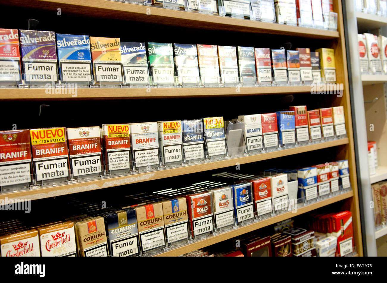 Selection of Cigarettes on sale in a tobacconist Stock Photo - Alamy