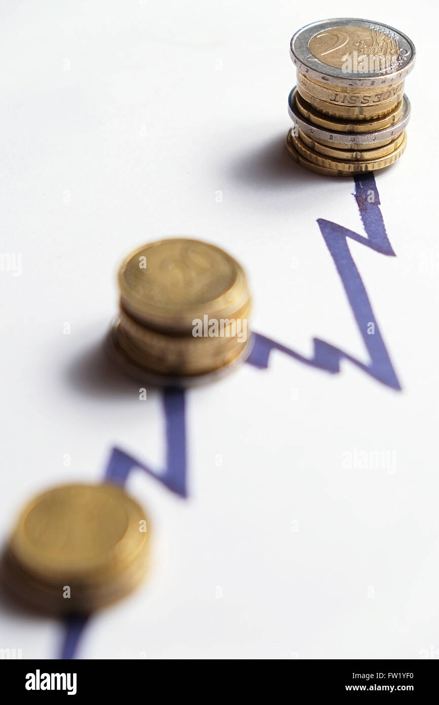 Piles of coins with rising chart line. Strategies for long-term success ...