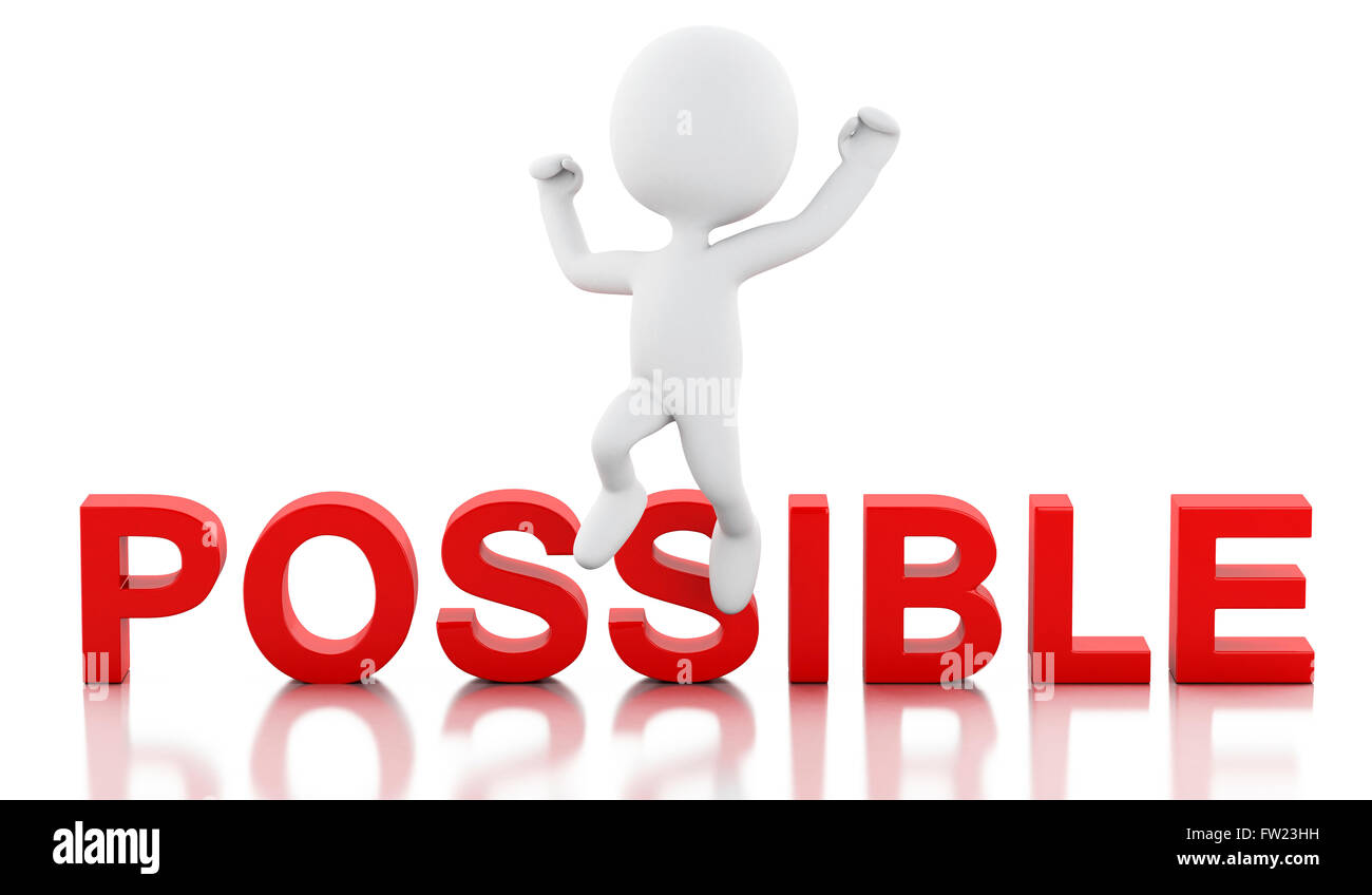 3D Illustration. White people make it possible. Business and possible ...