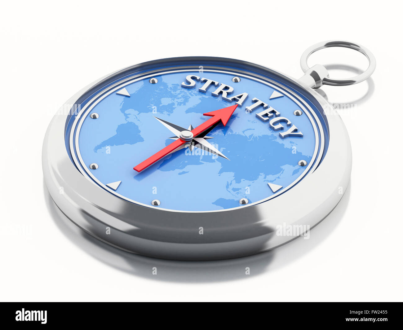 3D Illustration. Compass pointing word strategy. Business concept ...