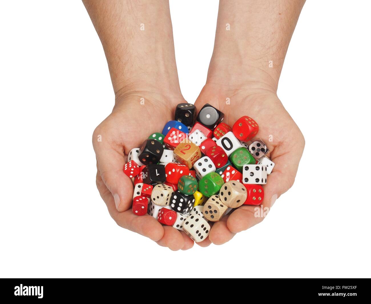 Hands with dice isolated on white background Stock Photo - Alamy