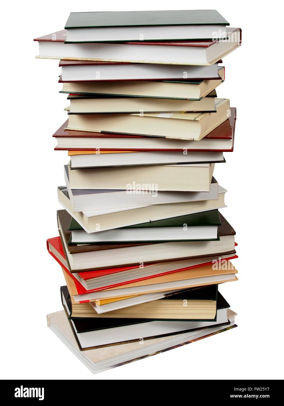 High stack of books isolated on white background Stock Photo - Alamy