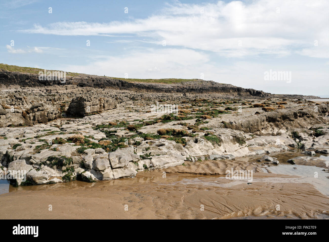Rock formation on beach. Porthcawl. Wales UK. Welsh coast coastline ...