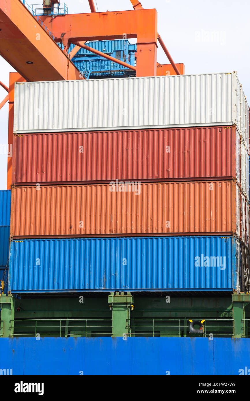 Container Ship is loading in a port Stock Photo - Alamy