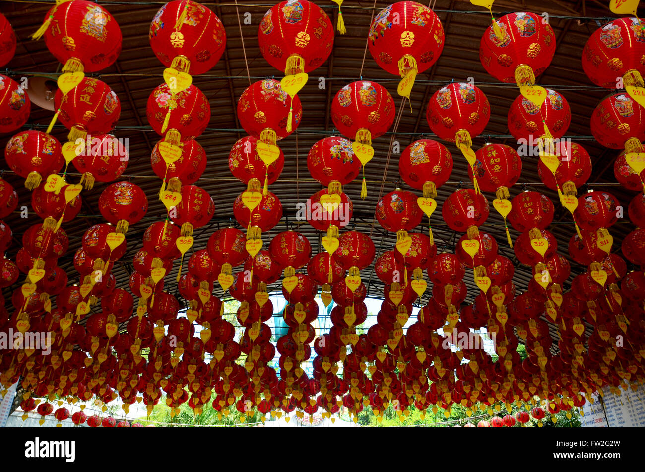 People hanging Chinese lantern or lamp traditional lighting equipment ...