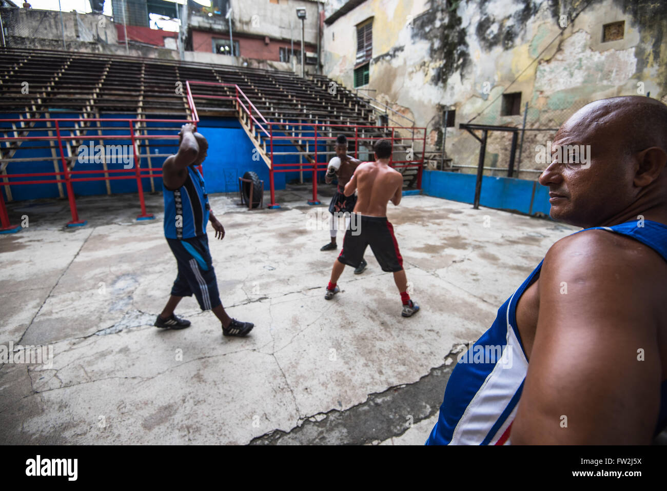 Havana, Cuba - September 22, 2015: Young boxers train in famous boxing ...