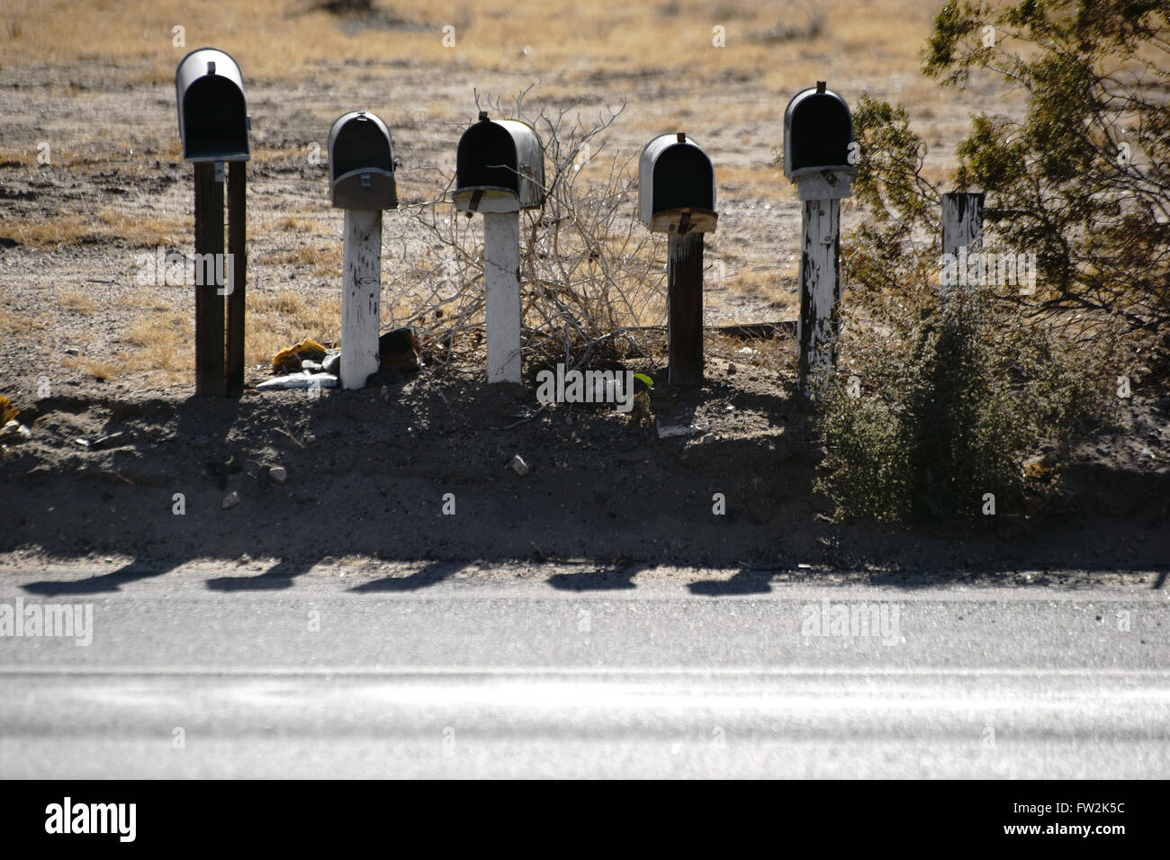 Old mailboxes on the road Stock Photo - Alamy