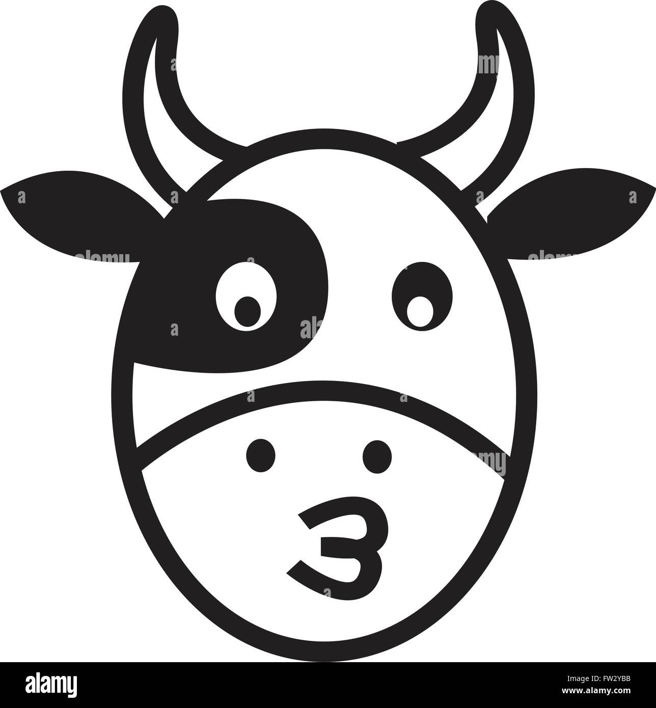 Cow Face emotion Icon Illustration sign design Stock Vector Image & Art ...
